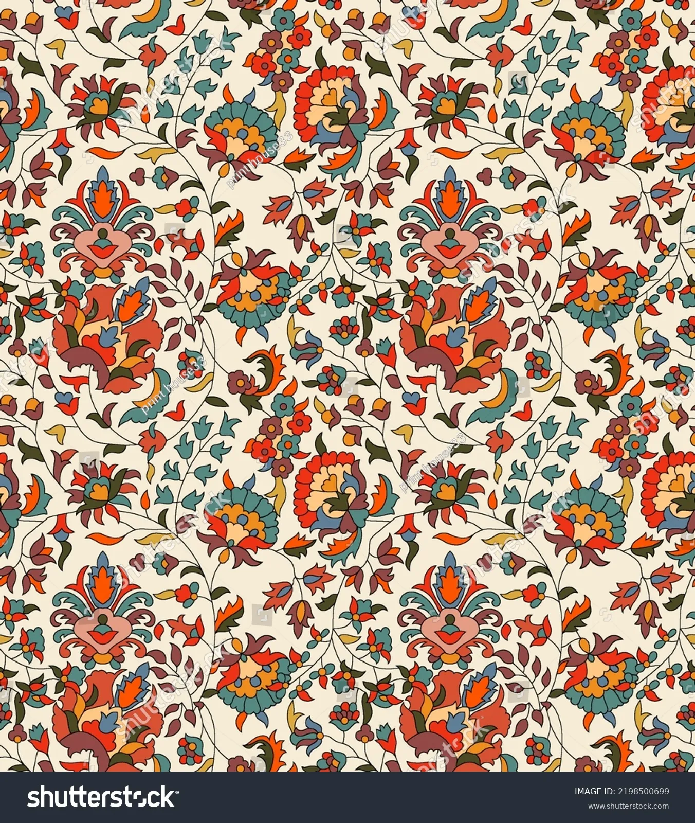 repeat multi colored decorated hand drawn rendered traced embraided ...